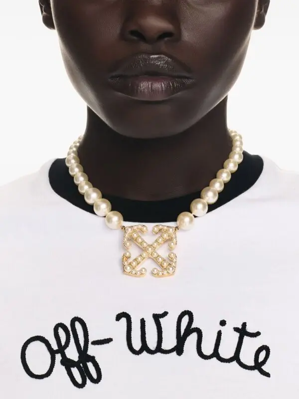 Off-White Pave Arrow-motif Necklace