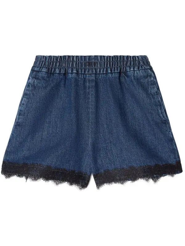 Off-White Lace Detailing Denim Shorts