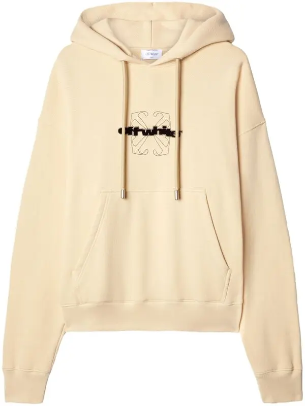 Off-White Flocked-logo Hoodie - Neutrals