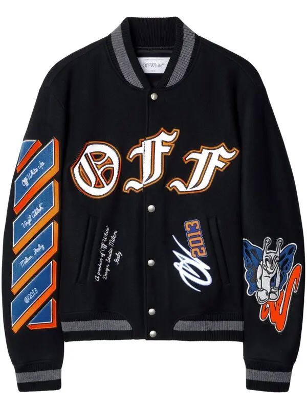 Off-White Chenille-logo Bomber Jacket - Black