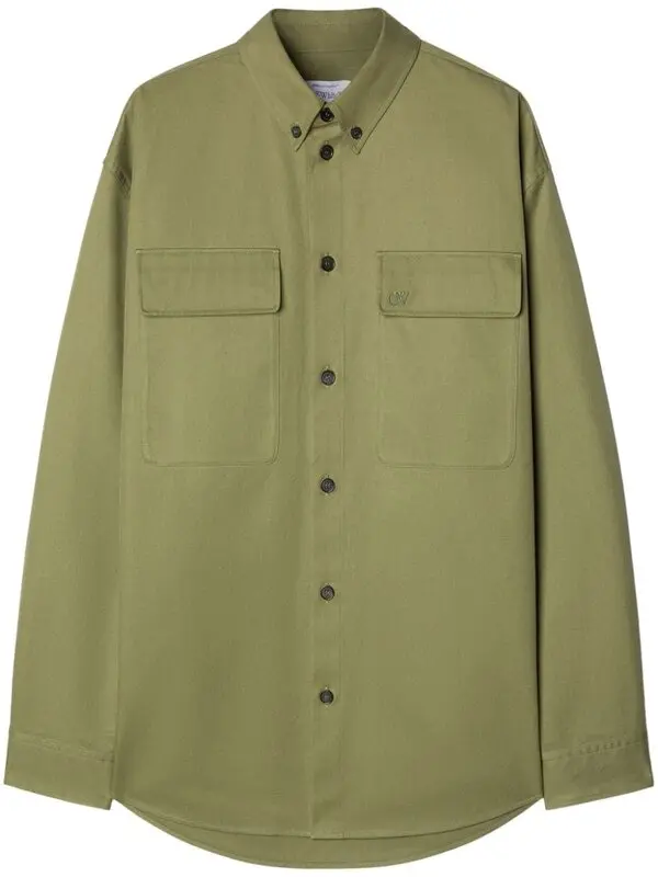 Off-White Logo-embroidered Shirt Jacket - Green