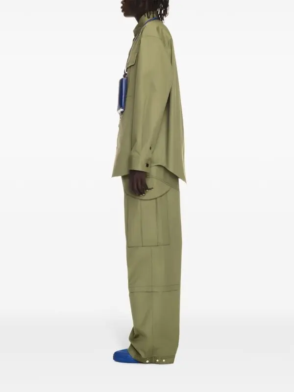 Off-White Logo-embroidered Shirt Jacket - Green