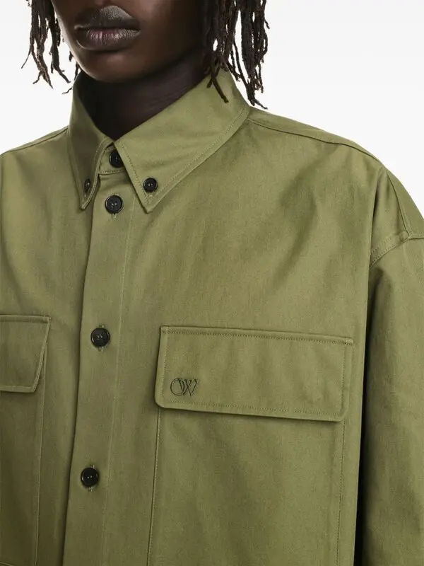 Off-White Logo-embroidered Shirt Jacket - Green