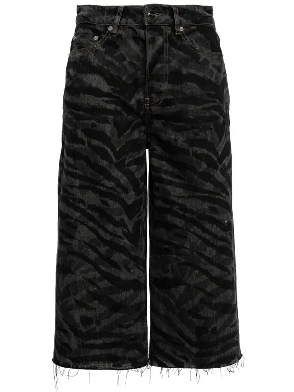 GANNI Zebra Print Denim Shorts