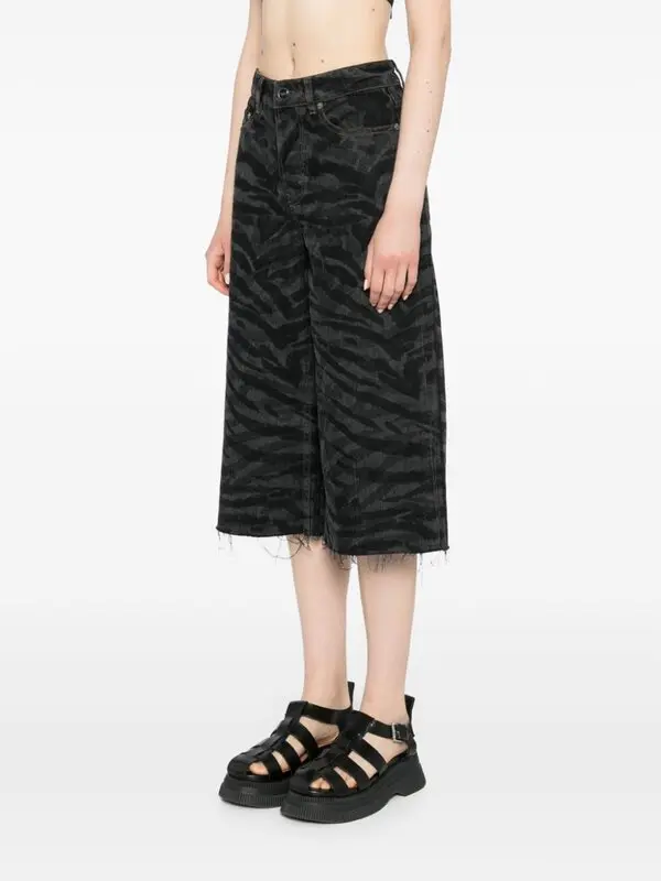 GANNI Zebra Print Denim Shorts