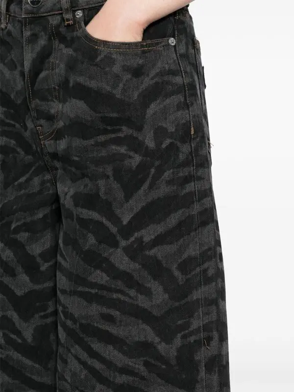 GANNI Zebra Print Denim Shorts