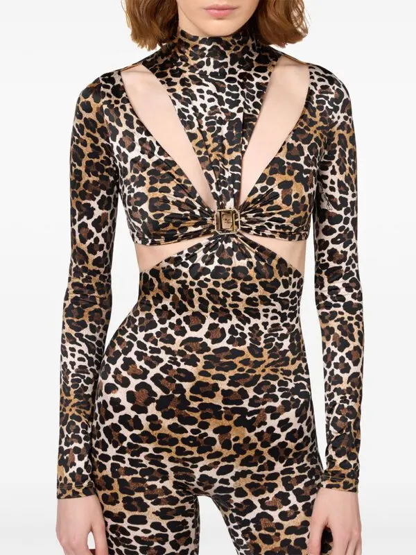 Elisabetta Franchi Leopard-print Cut-out Jumpsuit