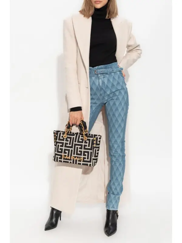 Balmain Geometric-print Skinny Jeans