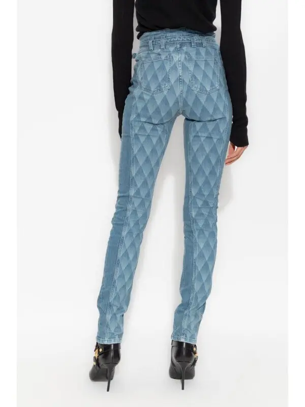 Balmain Geometric-print Skinny Jeans