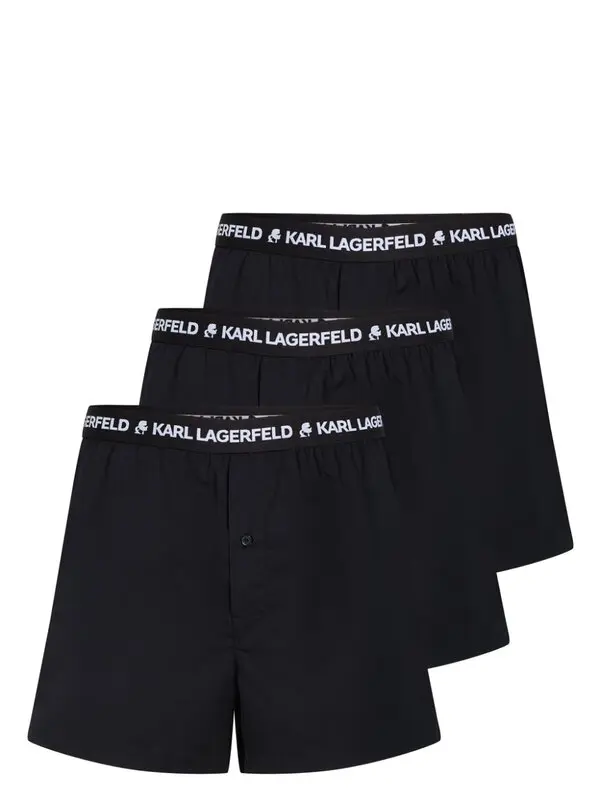 Karl Lagerfeld Logo-waistband Woven Boxer Shorts - Black