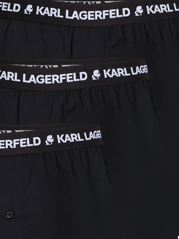 Karl Lagerfeld Logo-waistband Woven Boxer Shorts - Black