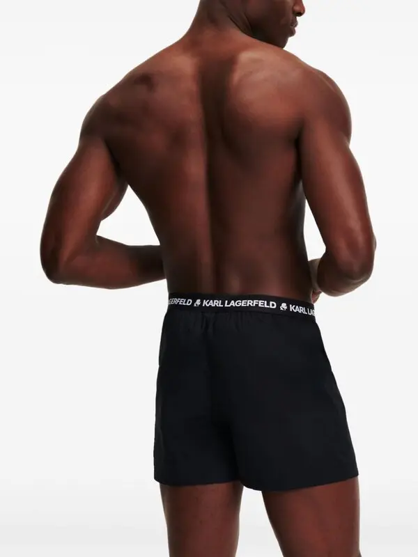 Karl Lagerfeld Logo-waistband Woven Boxer Shorts - Black