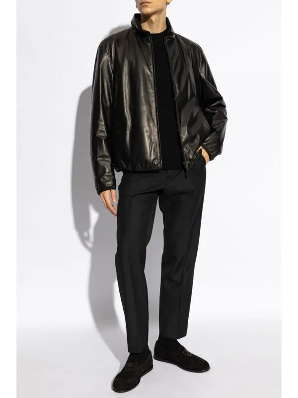 Giorgio Armani Reversible Leather Jacket In Black - 56% Off