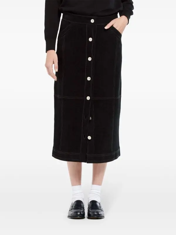BARRIE High-waisted Midi Skirt - Black