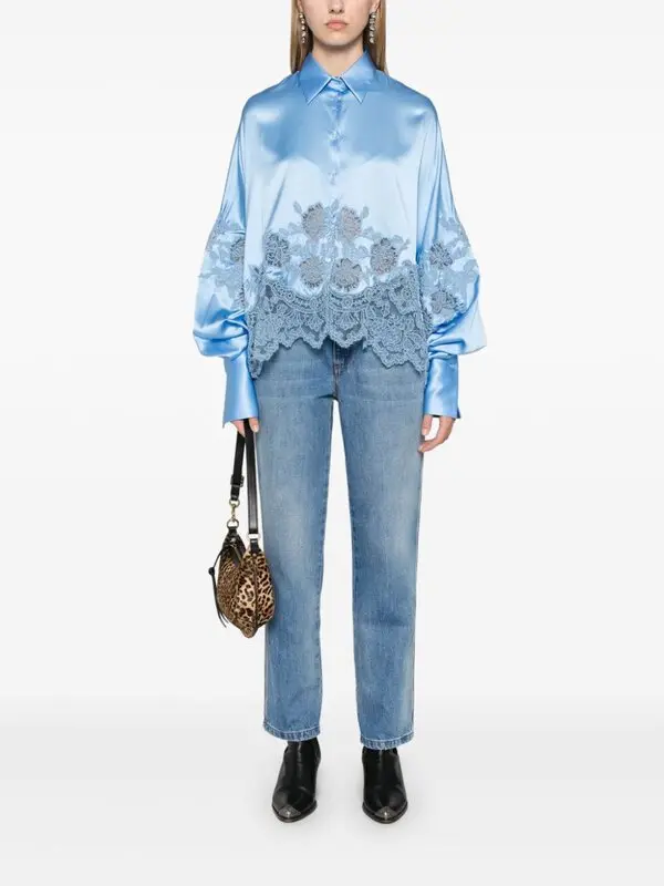 Ermanno Scervino Lace-panelled Shirt - Blue