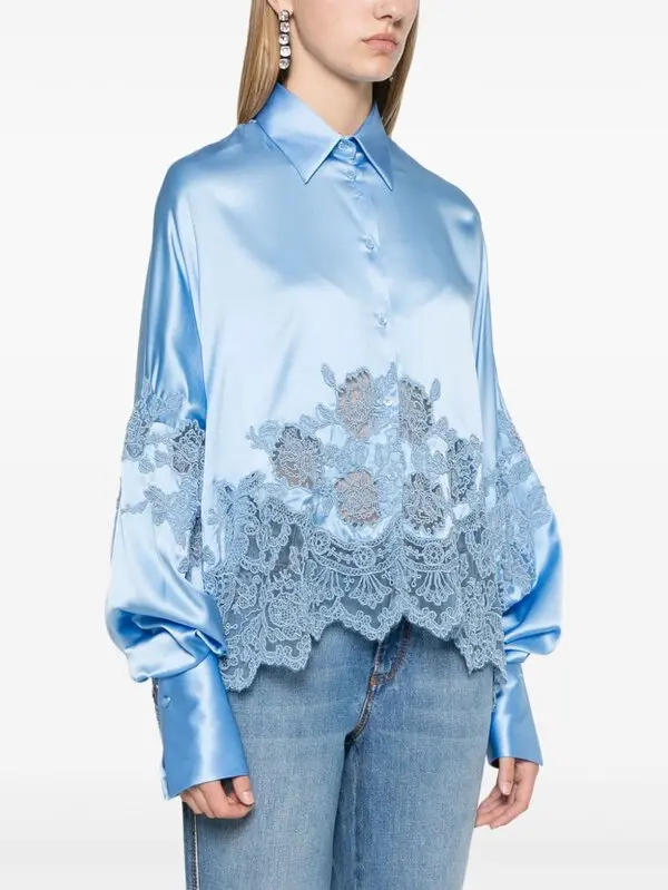 Ermanno Scervino Lace-panelled Shirt - Blue