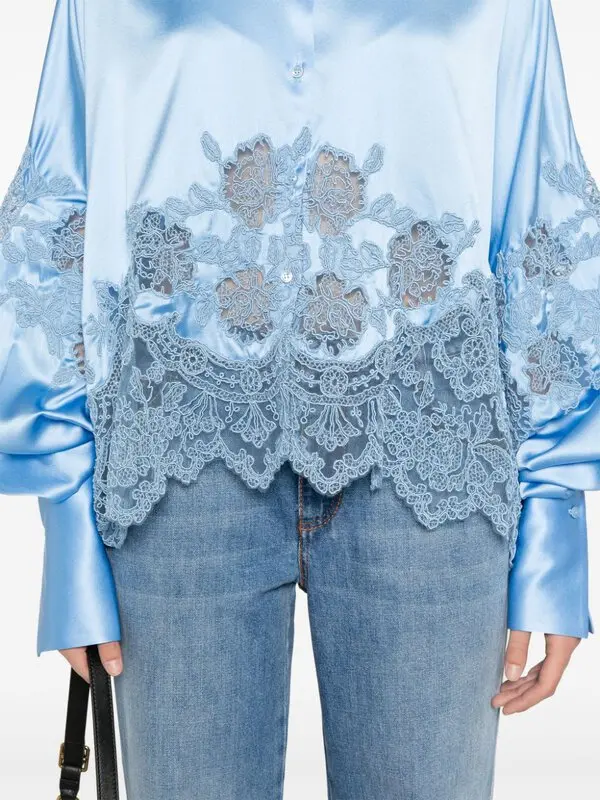 Ermanno Scervino Lace-panelled Shirt - Blue