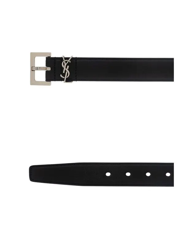 Saint Laurent Logo Plaque Belt - Black