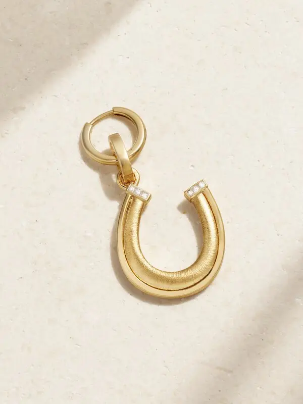 MARIE LICHTENBERG Horseshoe 18-karat Diamond Hoop Earring - Gold