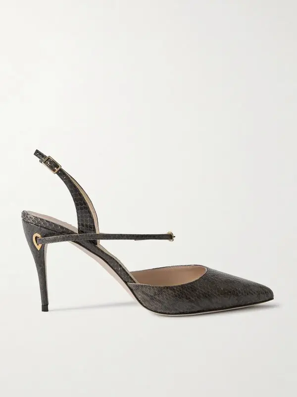 Jennifer Chamandi Vittorio 85 Elaphe Slingback Pumps - Brown