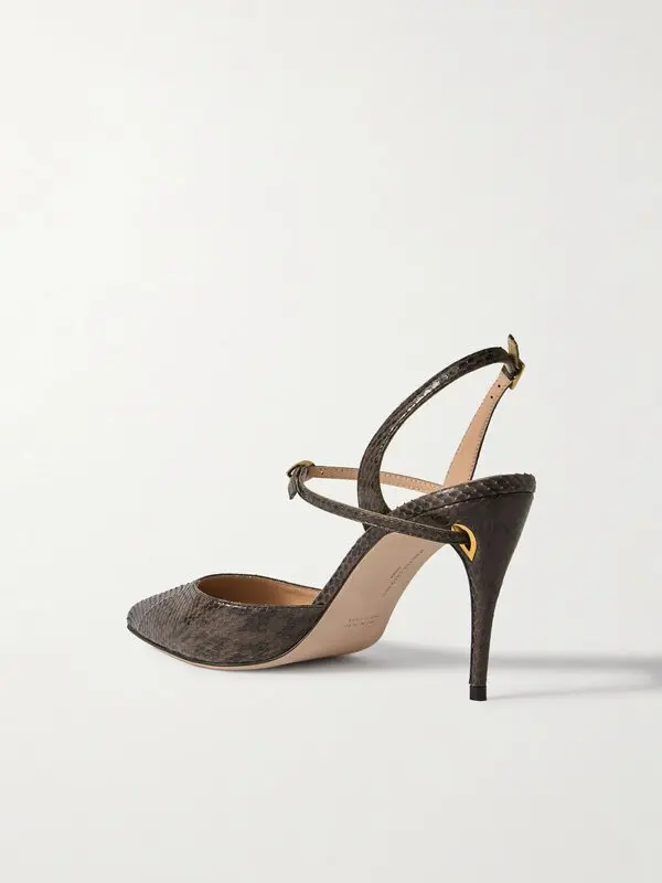 Jennifer Chamandi Vittorio 85 Elaphe Slingback Pumps - Brown