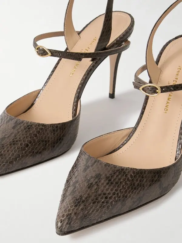 Jennifer Chamandi Vittorio 85 Elaphe Slingback Pumps - Brown