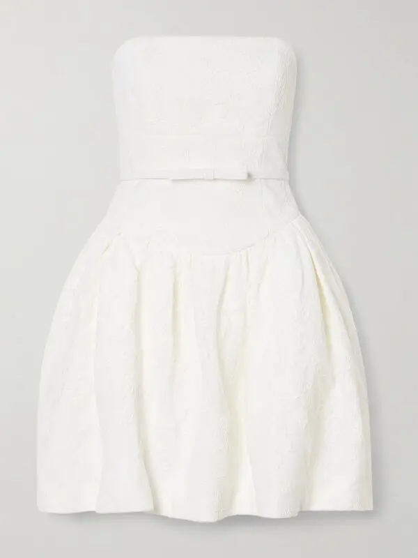 Self-Portrait Strapless Lace Mini Dress In Cream - 50% Off | Editorialist