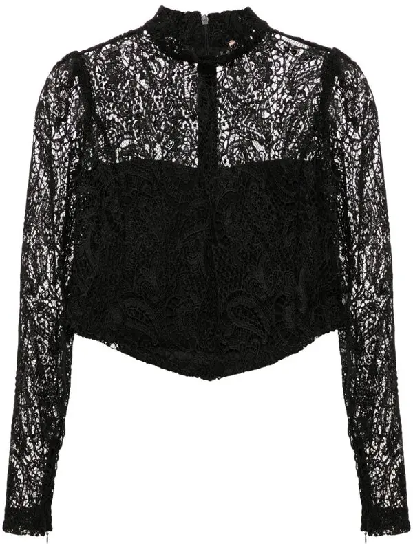 TWINSET Macramé Lace Cropped Blouse