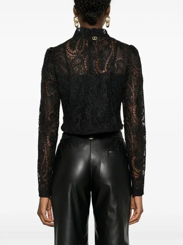 TWINSET Macramé Lace Cropped Blouse