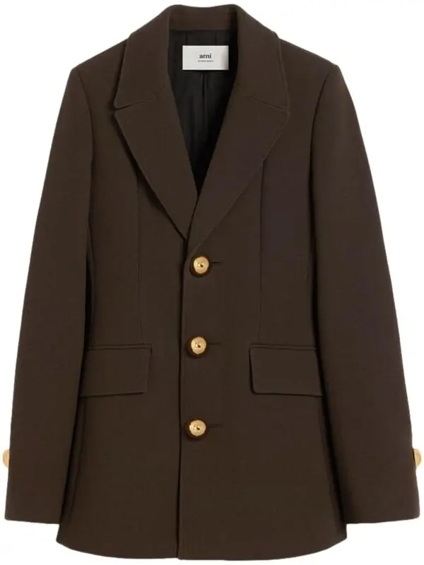 AMI Paris Fitted Buttoned Jacket - Brown