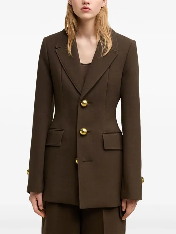 AMI Paris Fitted Buttoned Jacket - Brown