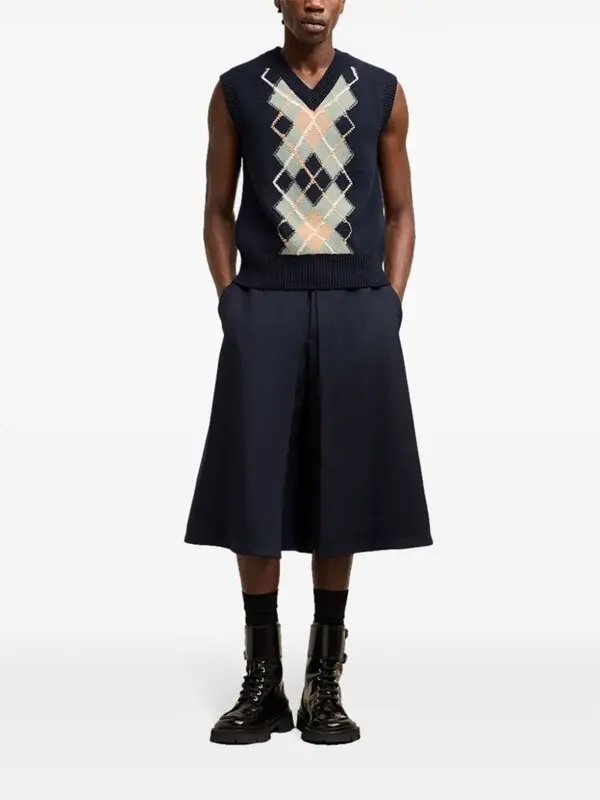 AMI Paris Wide-leg Panelled Shorts