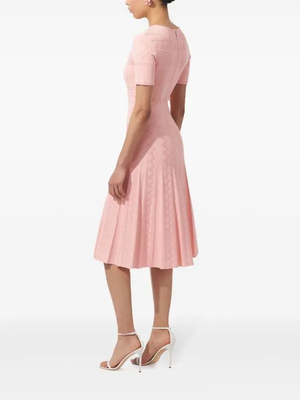 Carolina Herrera Pointelle-Knit Midi Dress Pink Editorialist