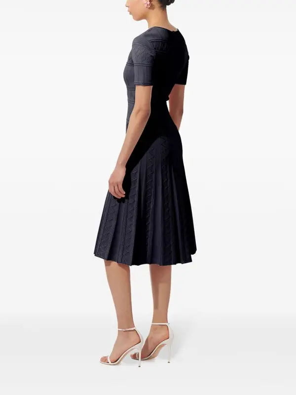 blue pointelle knit midi dress Blue Pointelle Knit Midi Dress – self-portrait-US main image 1