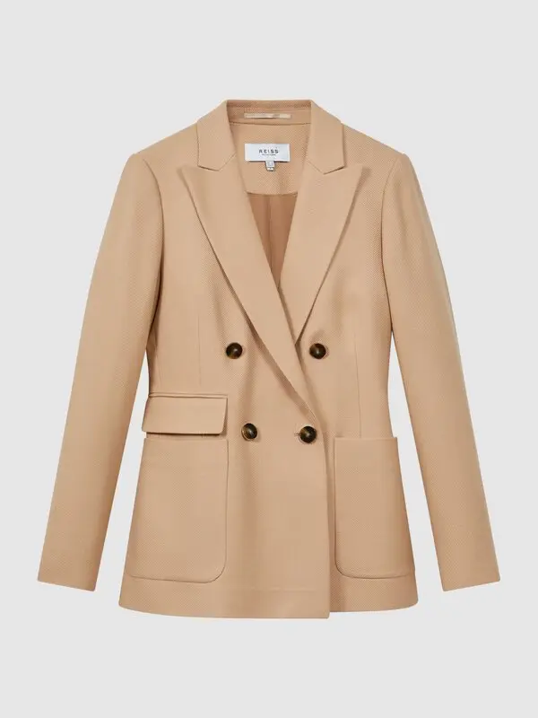 REISS Larsson Double-breasted Twill Blazer