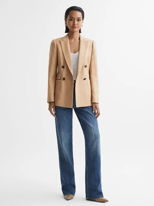 REISS Larsson Double-breasted Twill Blazer