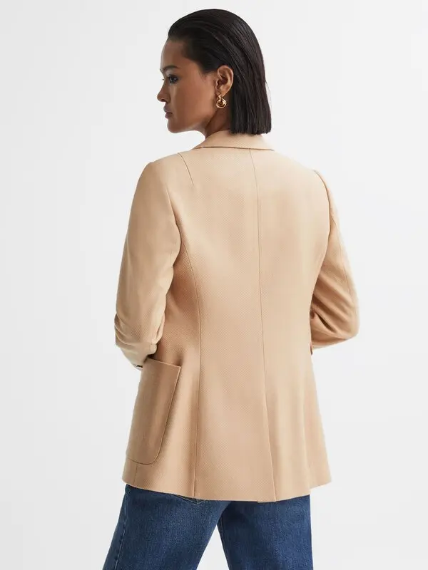 REISS Larsson Double-breasted Twill Blazer