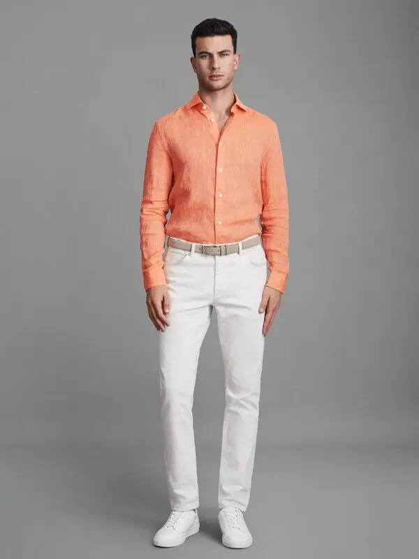 REISS Ruban Linen Button-through Shirt