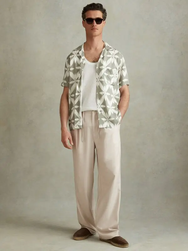 REISS Arden Relaxed Twill Drawstring Trousers