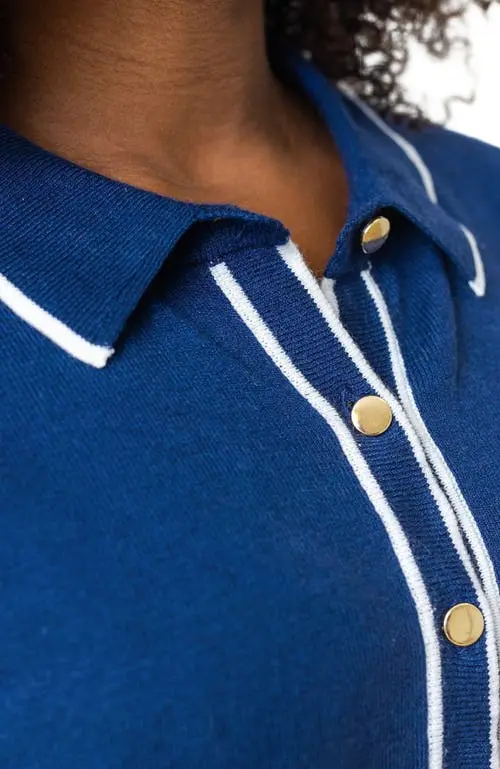 HOPE & HENRY Tipped Button-front Sweater Dress