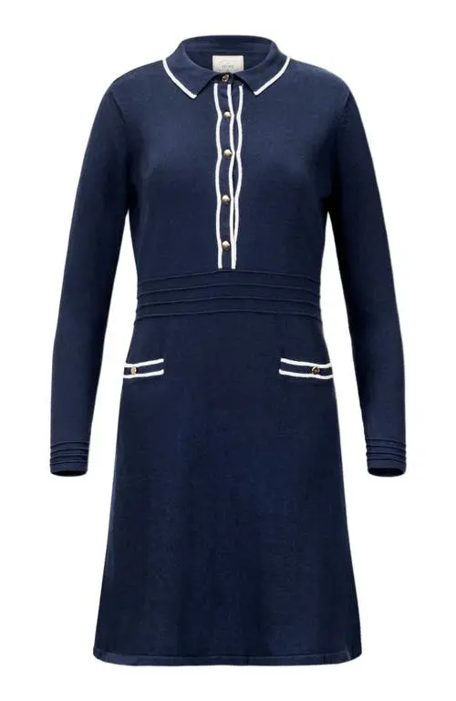 HOPE & HENRY Tipped Button-front Sweater Dress