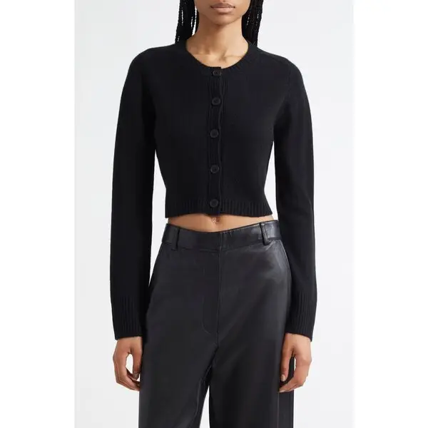Loulou De Saison Zephir Crop Cashmere Cardigan - Black