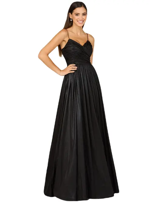LARA NEW YORK High Slit Metallic Jersey Dress - Black