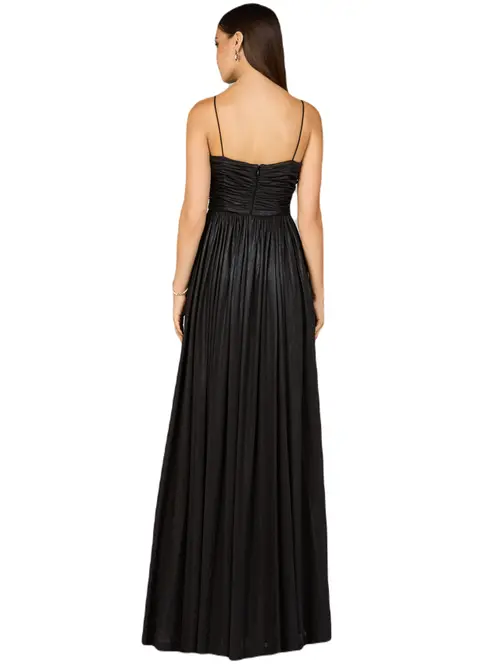 LARA NEW YORK High Slit Metallic Jersey Dress - Black