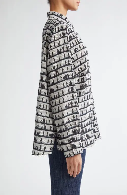 Akris People Print Silk Crêpe De Chine Shirt