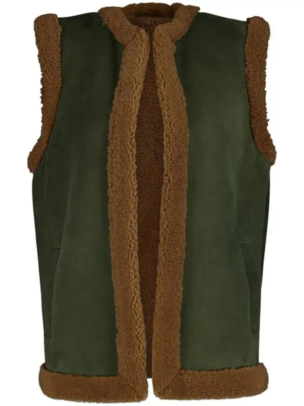PAULA S Embroidered-patch Shearling Vest