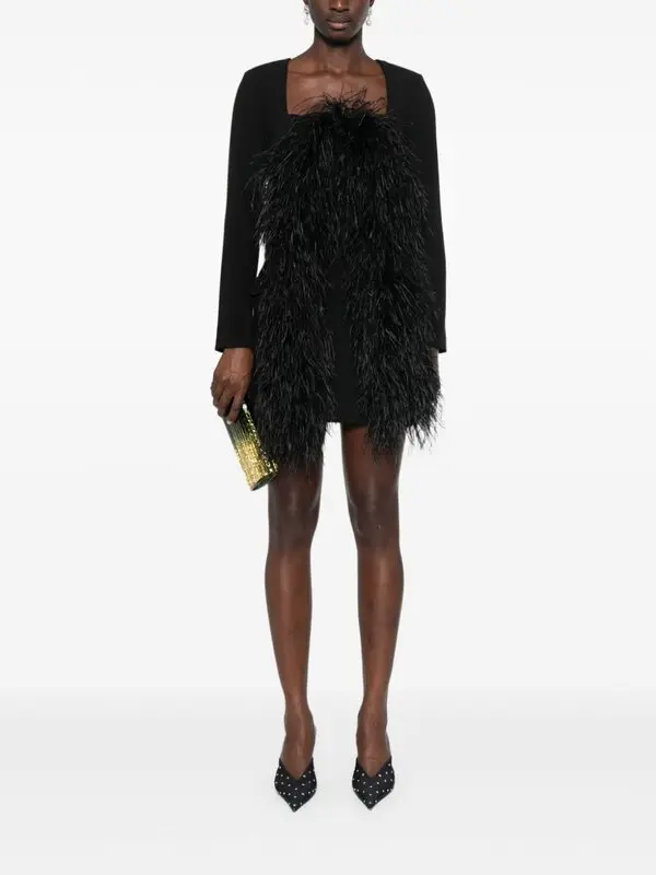 LOULOU Feather-trim Mini Dress