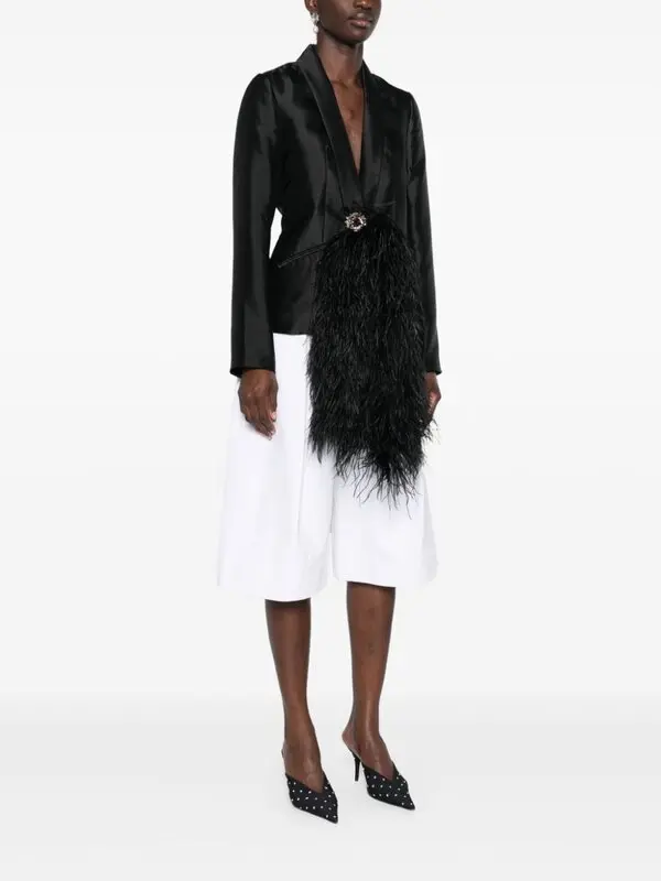 LOULOU Feather-sash Embellished Blazer