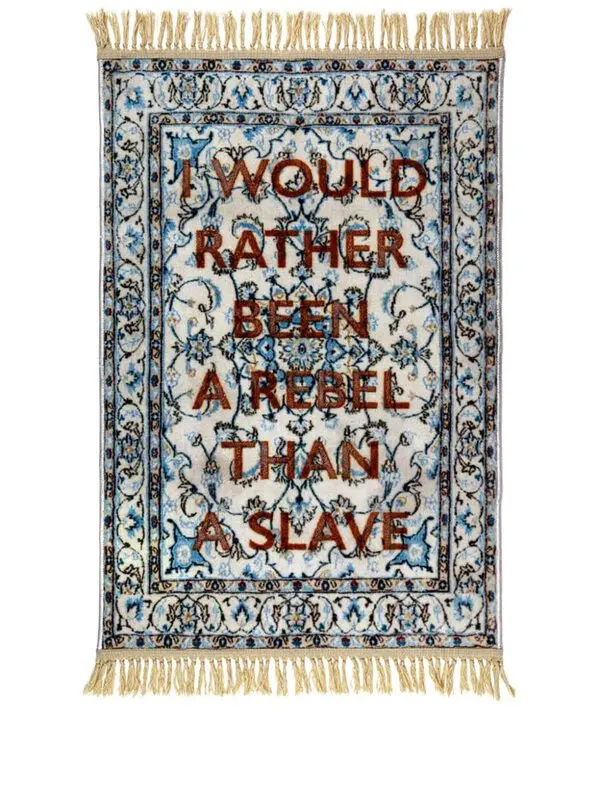 SELETTI Slogan-print Burnt Carpet - Blue