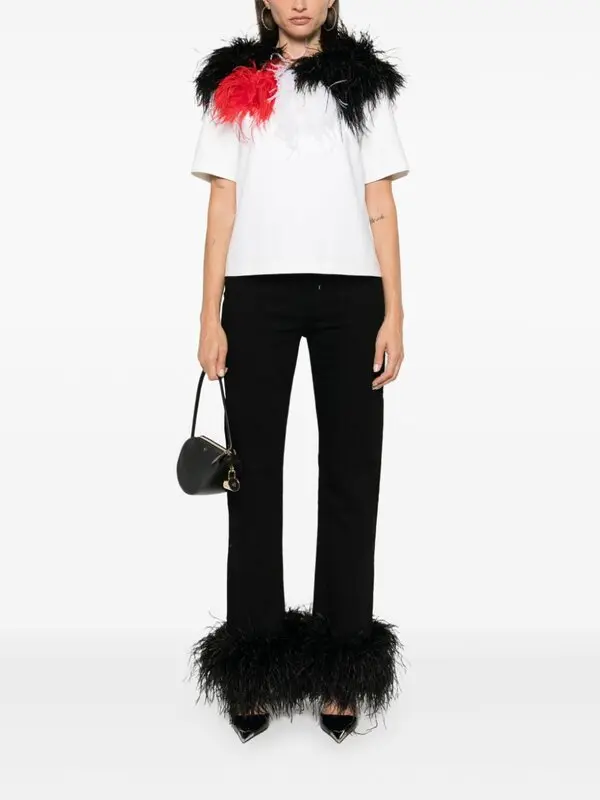 LOULOU Feather-detail T-shirt
